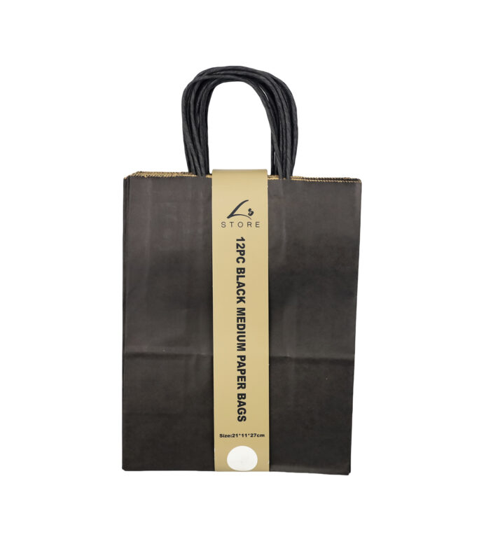 Black Medium Paper Bag 12pc – LookSharpStore