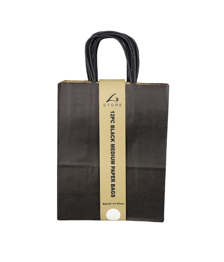 Black Medium Paper Bag 12pc – LookSharpStore