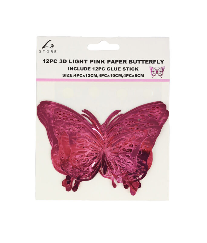 Light Pink 3D Paper Butterfly with Glue 12pc – LookSharpStore