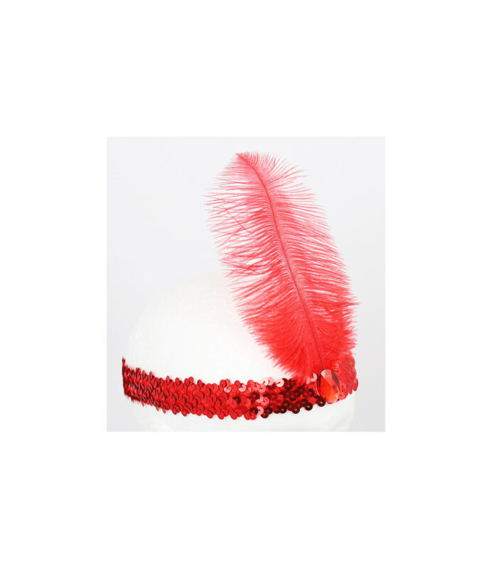 Red Flapper Headband with Feather – LookSharpStore