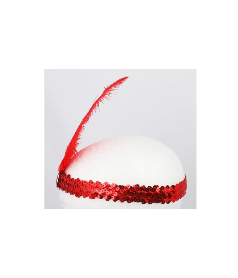 Red Flapper Headband with Feather – LookSharpStore