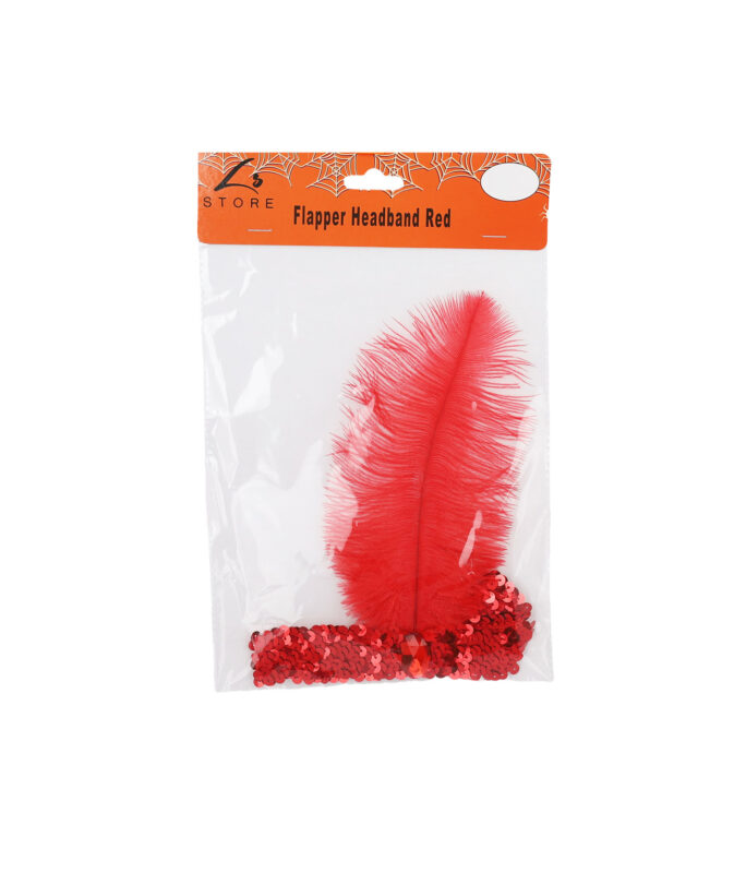 Red Flapper Headband with Feather – LookSharpStore