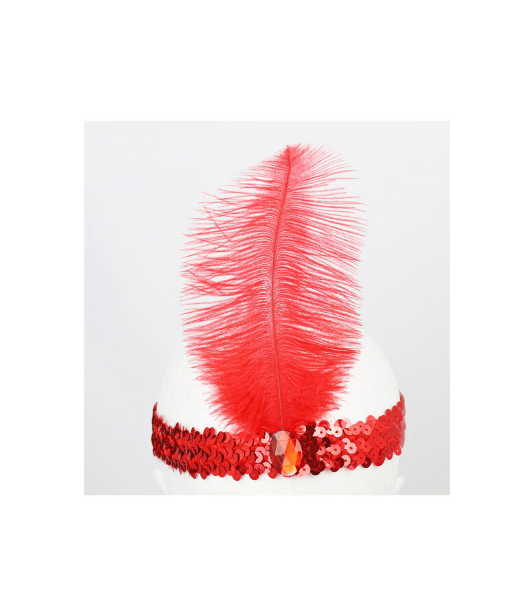 Red Flapper Headband with Feather – LookSharpStore