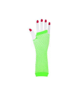 Neon Green Fishnet Long Gloves – LookSharpStore
