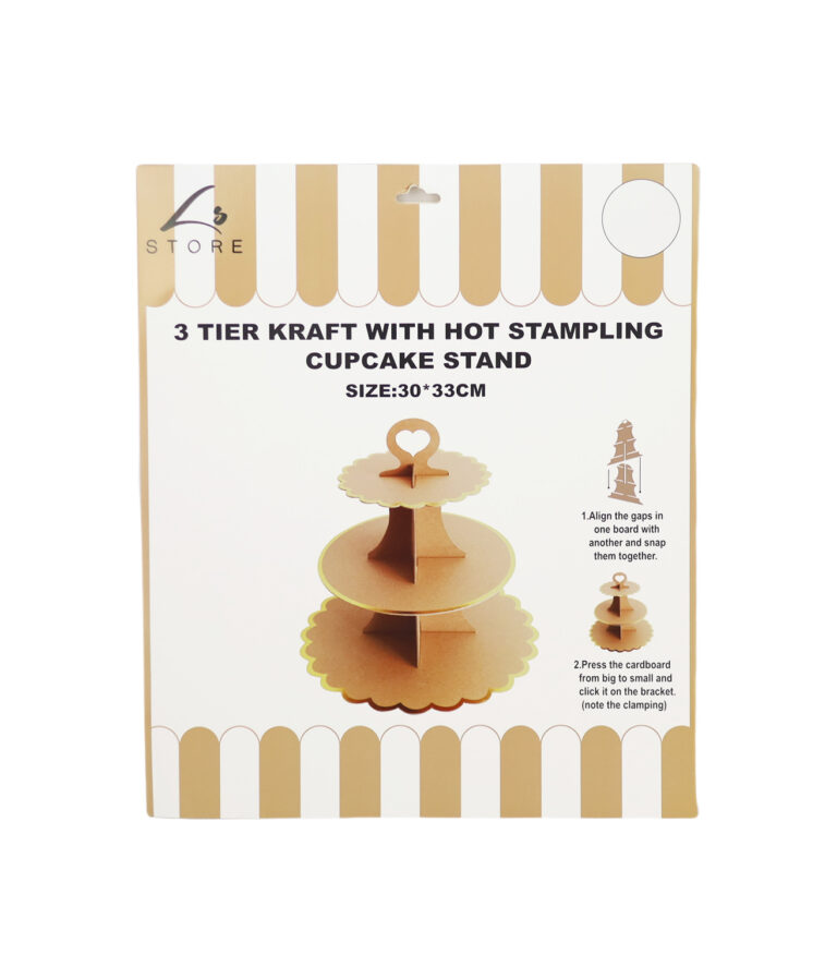 Kraft 3 Tier Cupcake Stand With Hot Stampling 30x33cm – LookSharpStore