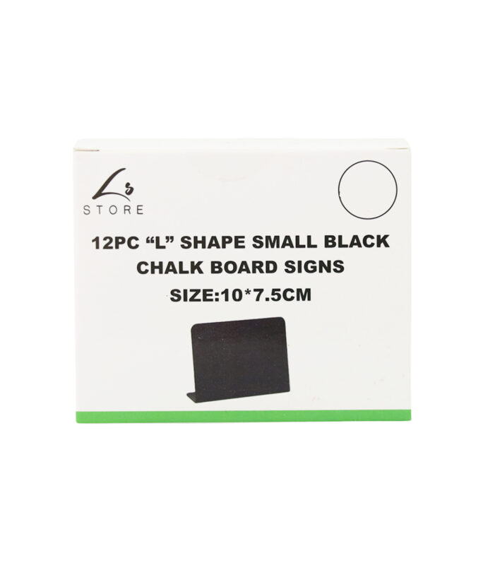 “L” Shaped PVC Small Black Chalk Board Signs 12pc 10×7.5cm – LookSharpStore