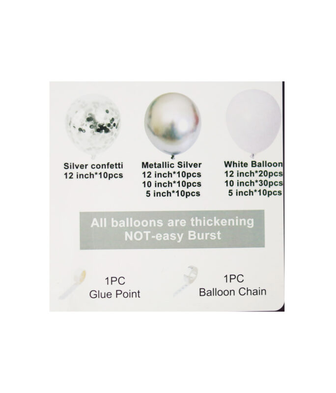 Silver Combination Party Balloon Garland Kit 102pc – LookSharpStore