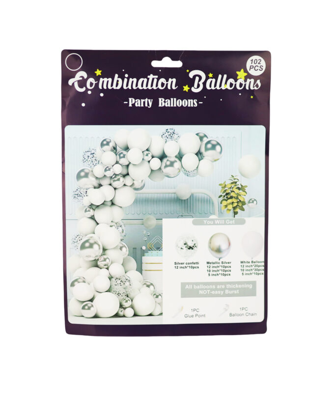 Silver Combination Party Balloon Garland Kit 102pc – LookSharpStore