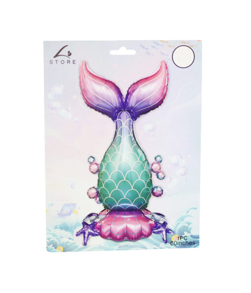 Pastel Mermaid Tail With Base Foil Balloon 1pc 127x 67x43cm – LookSharpStore