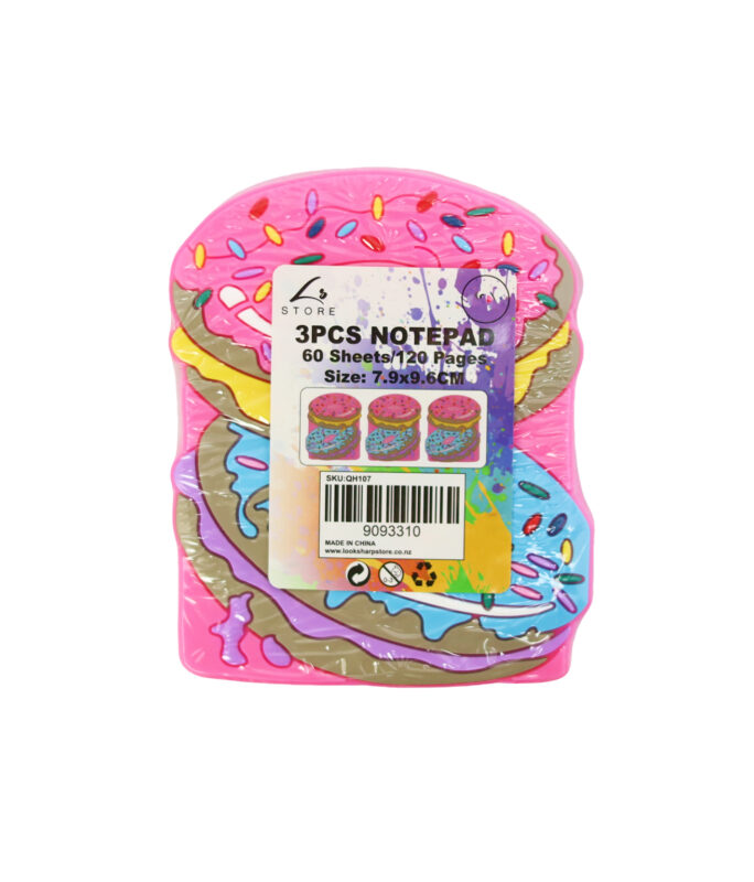 Pink Donut Notepad 60 Sheets 3pc – LookSharpStore