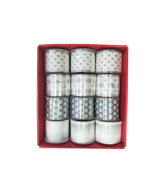 Silver Christmas Ribbon Assorted 6.3cm x 2.7m – LookSharpStore
