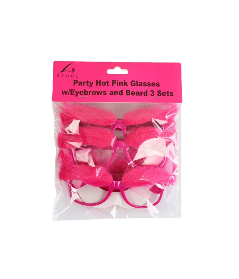 Hot Pink Party Glasses with Eyebrows and Beard 3 Sets 15 x 5.5cm – LookSharpStore