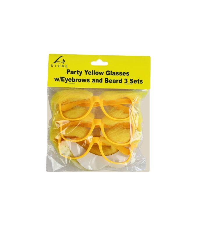 Yellow Party Glasses with Eyebrows and Beard 3 Sets 15 x 5.5cm ...