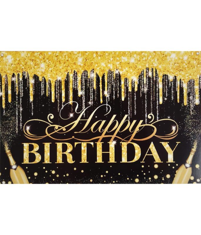 Black Happy Birthday Banner Backdrop 100x150cm – LookSharpStore