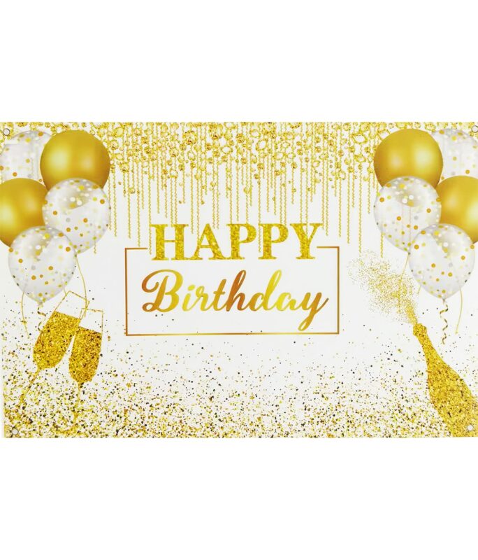 Gold Happy Birthday Banner Backdrop 100x150cm – LookSharpStore