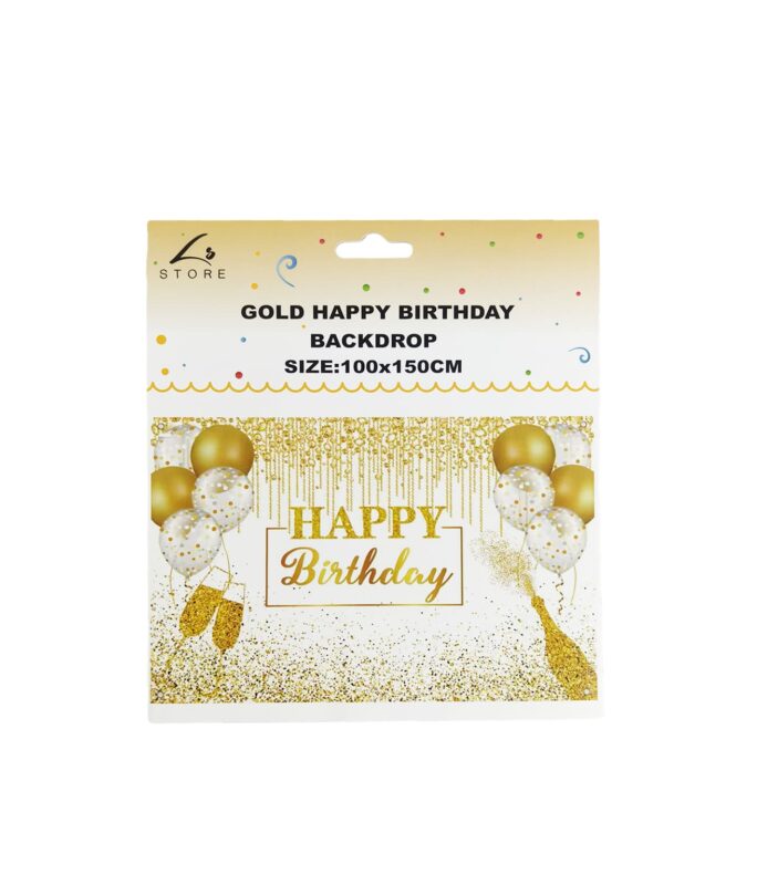 Gold Happy Birthday Banner Backdrop 100x150cm – LookSharpStore