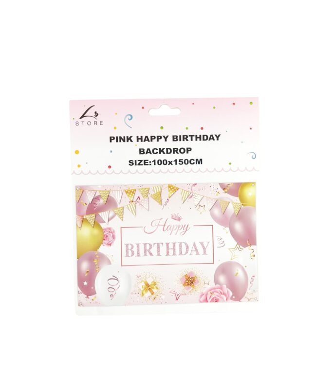 Pink Happy Birthday Banner Backdrop 100x150cm – LookSharpStore